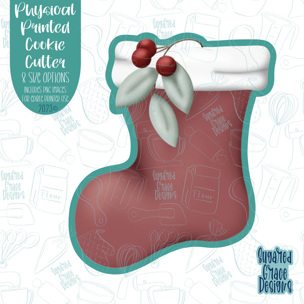 Christmas stocking cookie cutter with png images for edible ink printe ...