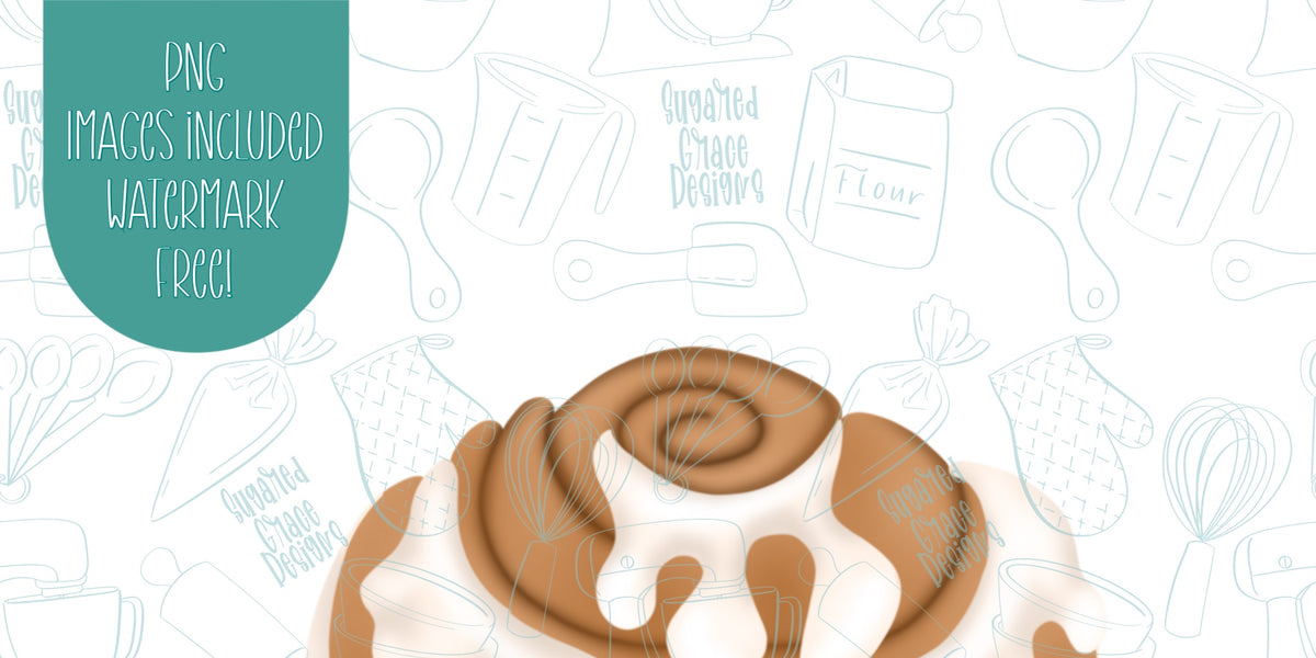 Cinnamon roll cookie cutter with png images for edible ink printers in ...