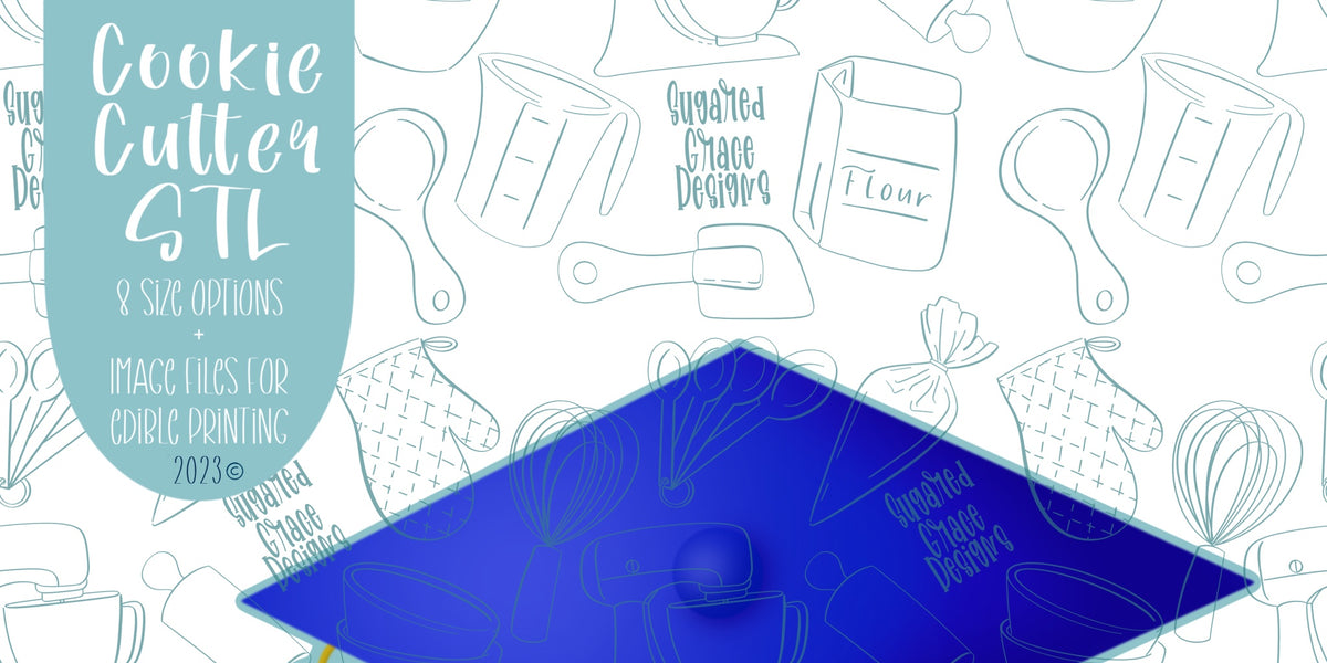 Graduation Cap Cookie Cutter STL Files for 3D Printing with Matching P ...