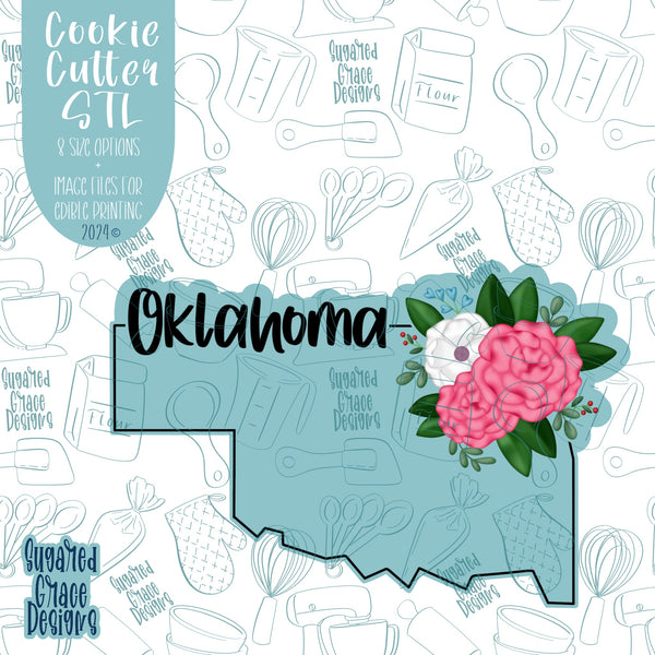 Floral State of Oklahoma Cookie Cutter STL Files for 3D Printing with ...