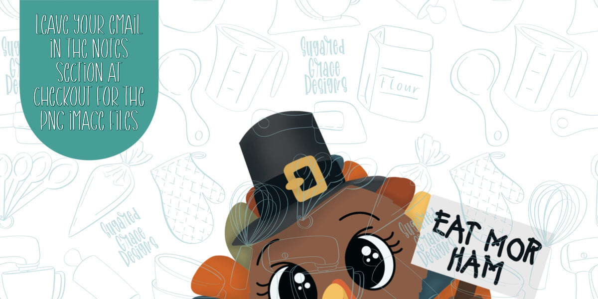 Eat More Ham Thanksgiving Pilgrim Turkey cookie cutter with png image ...