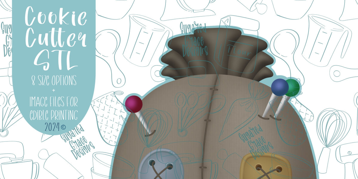 Voodoo Rag Doll Cookie Cutter STL Files for 3D Printing with Matching – Sugared Grace Designs LLC