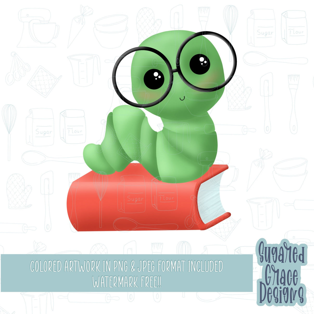 Cute school bookworm cookie cutter stl file for 3D printing with png p ...