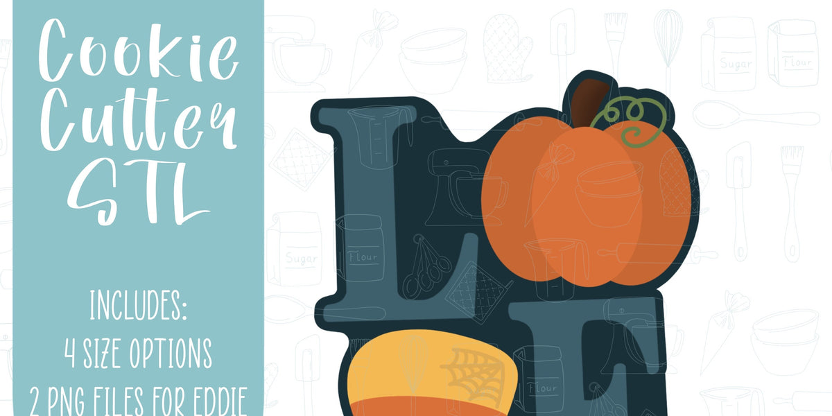 pumpkin love plaque Cookie cutter stl files for 3d printing, printable – Sugared Grace Designs LLC