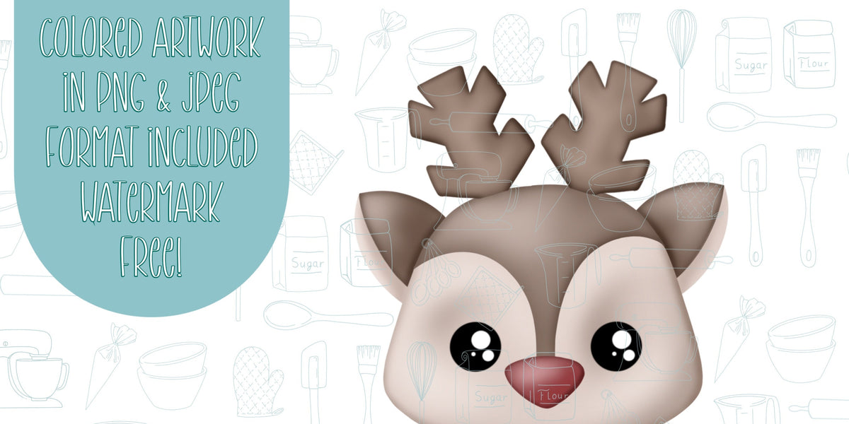 Red nosed reindeer Cookie cutter STL file for 3D printing with png pri ...