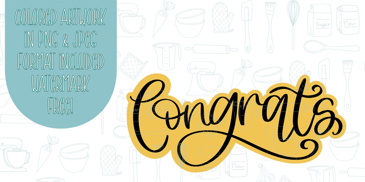 Congrats cookie cutter stl file for 3D printing, congrats png image fo ...